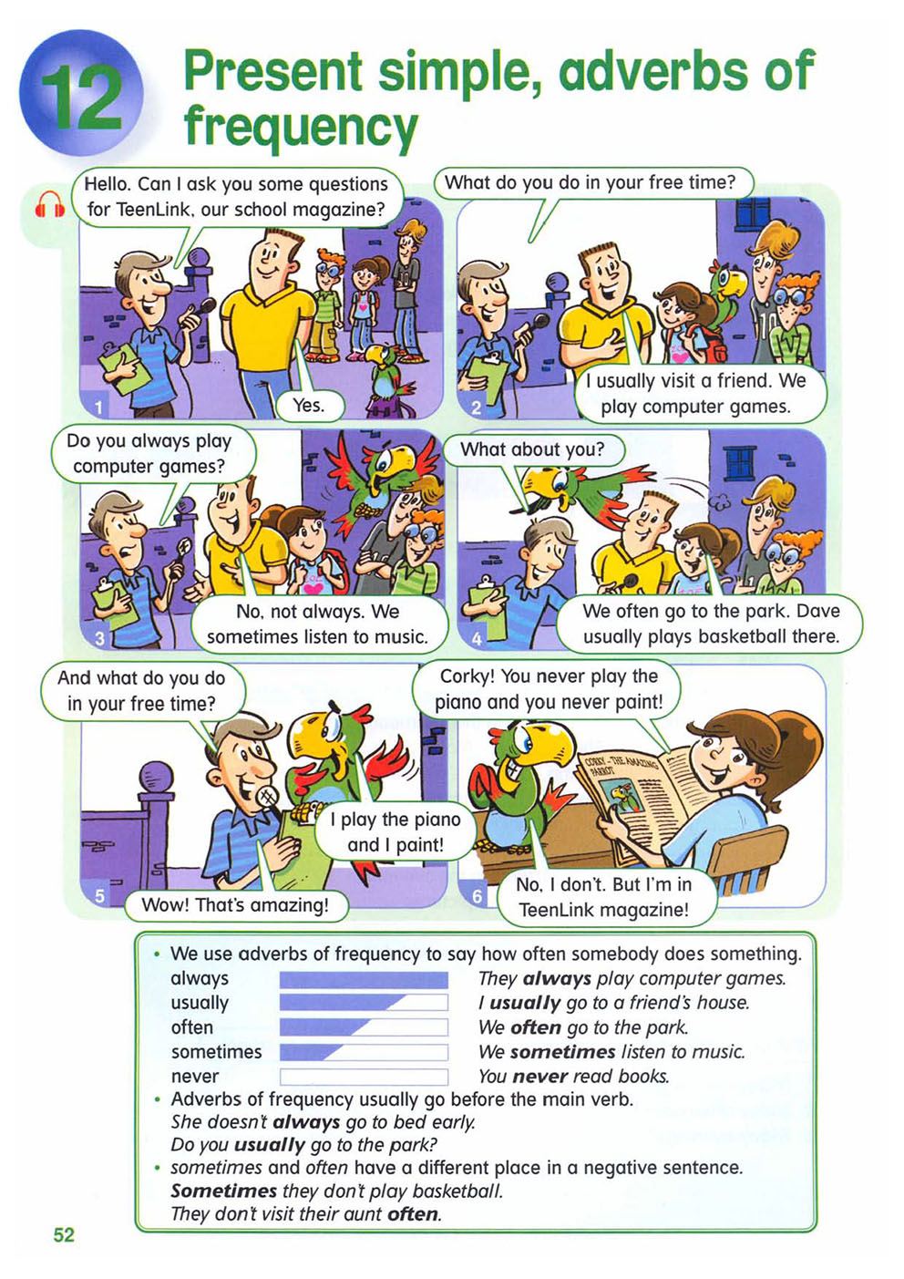 Present simple, adverbs of frequency