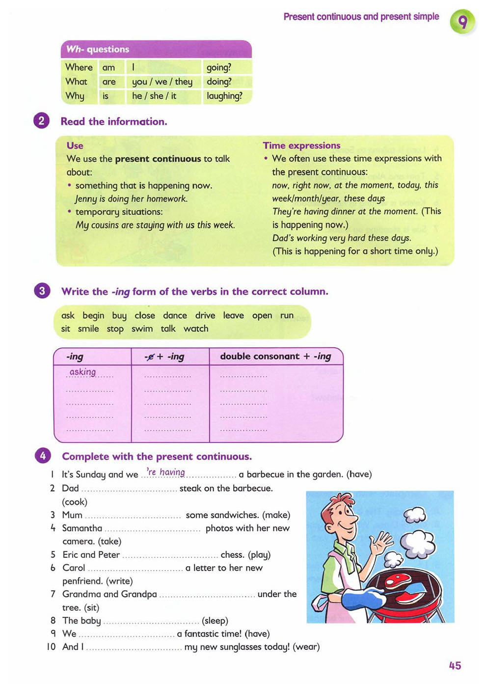Present continuous and present simple
