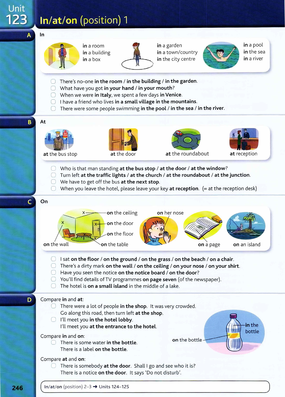 Prepositions of place and movement